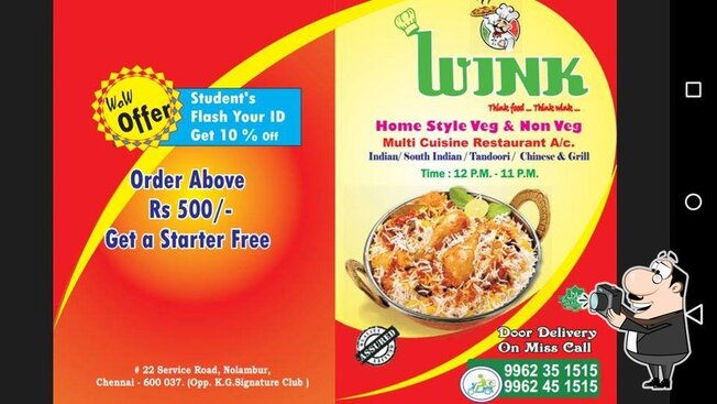 Menu at Wink Multi Cuisine Restaurant A/C, Chennai, 22