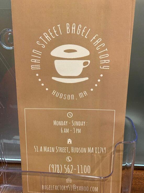 Menu at Main Street Bagel Factory cafe, Hudson