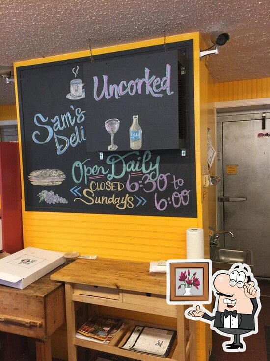 Menu at Sam's Deli restaurant, Eastham