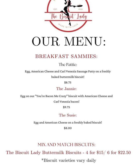 Menu at The Biscuit Lady, Philadelphia