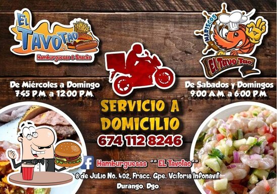 Menu at "Hamburguesa El tavo tao" restaurant, Durango