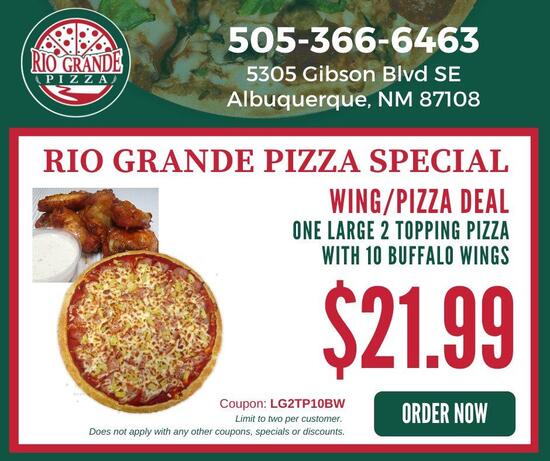 Menu at Rio Grande Pizza pizzeria, Albuquerque, Gibson Blvd SE