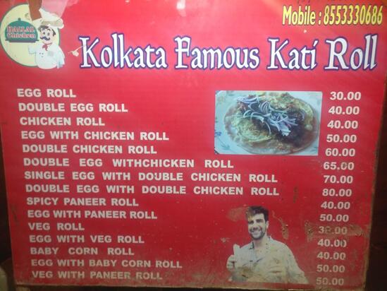 Menu at Kolkata Famous Kati Roll, Bengaluru, WMGC+W9M