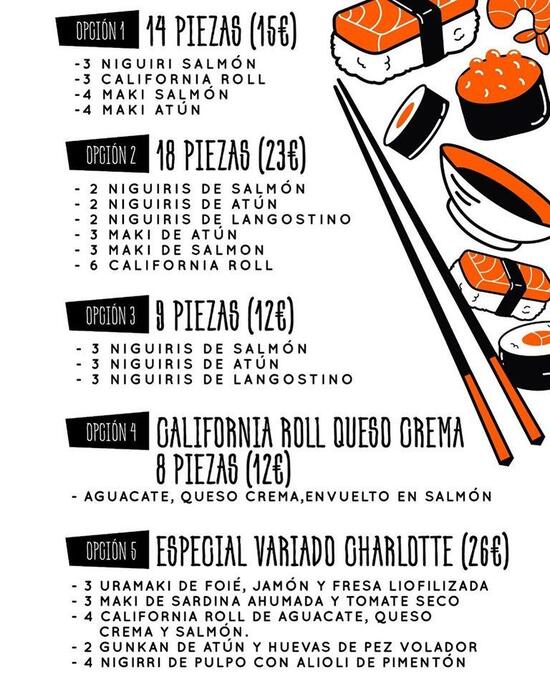 Carta del restaurante CHARLOTTE, Huelva