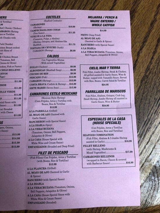 Menu at Taqueria Anna Maria's restaurant, Farmersville, 551 Farmersville Rd