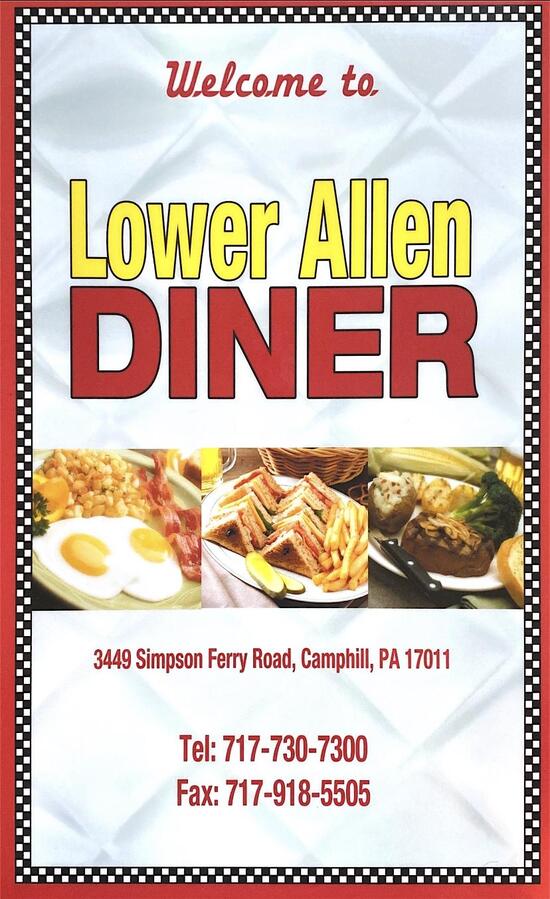 Menu at Lower Allen Diner restaurant, Camp Hill