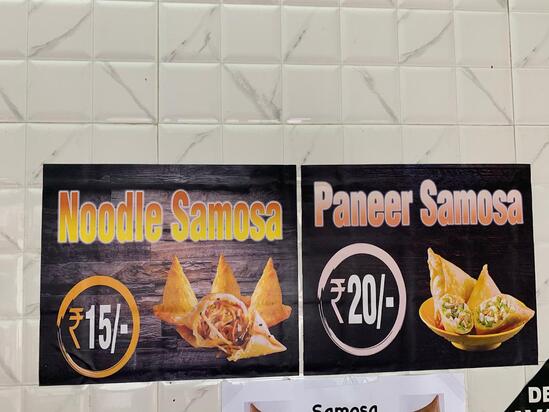 Menu at Sethi's Samosa Junction, Sangrur