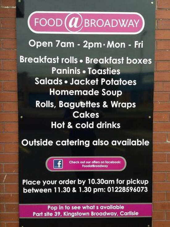 Menu at Food@broadway cafe, Carlisle
