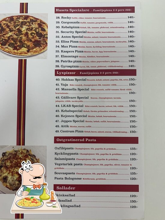 Carta de Hakkas pizzeria, Suecia