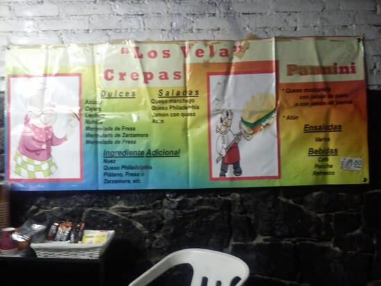 Menu at Crepas Los Vela desserts, Mexico City