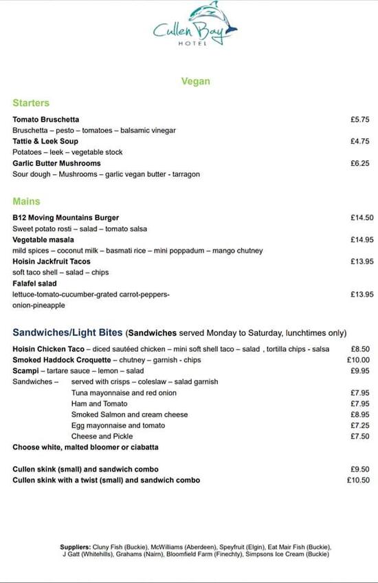 Menu at Cullen Bay Hotel restaurant, Cullen