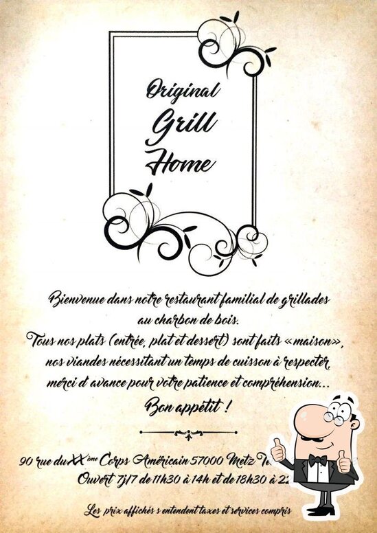 Menu au Original grill home BBQ, Metz