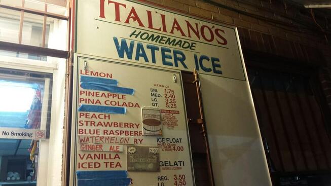 Menu at Italiano's Water Ice desserts, Philadelphia