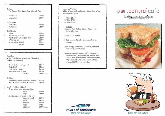 Menu at Port Central Cafe, Port Of Brisbane