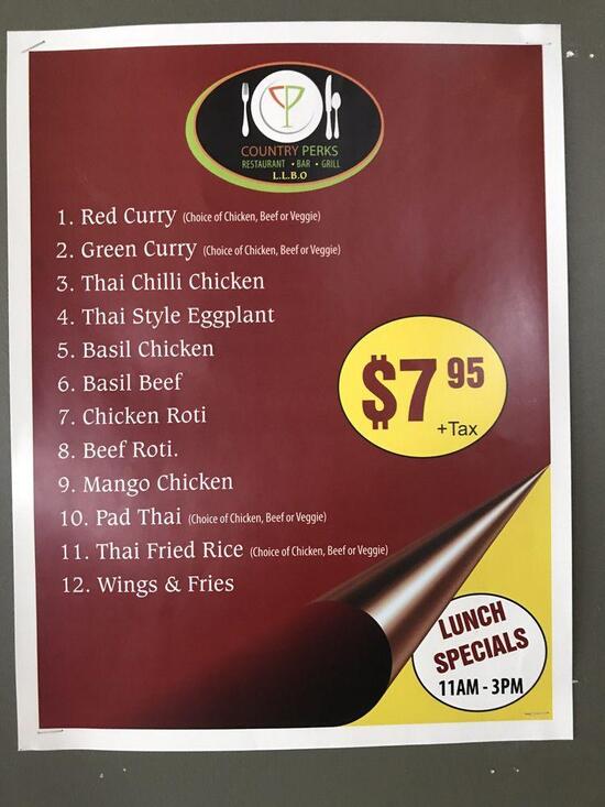 Menu at Country Perks Bar&grill, Hampton
