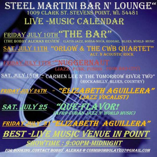 Menu at STEEL MARTINI BAR N' LOUNGE, Stevens Point