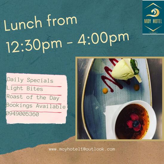 Menu at The Moy Hotel restaurant, Foxford