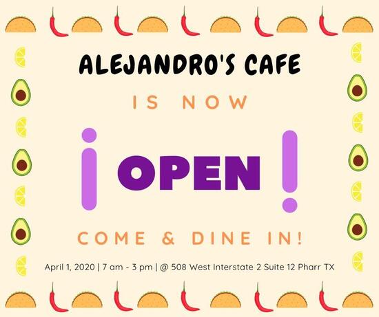 Alejandro's Cafe, 119 E Newcombe Ave in Pharr - Restaurant menu and reviews