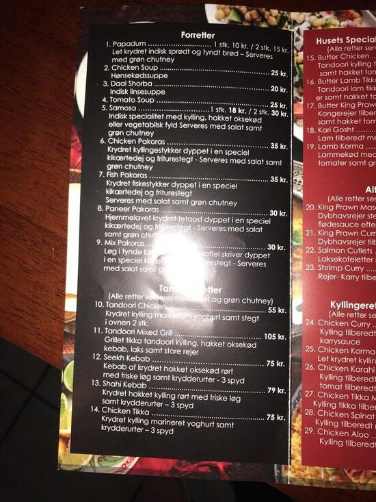 Menu at New Delhi Take Away restaurant, Copenhagen