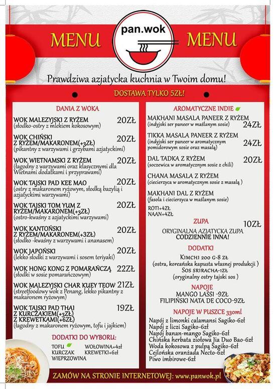 Menu at pan.wok restaurant, Wrocław, Boguszowska 38b