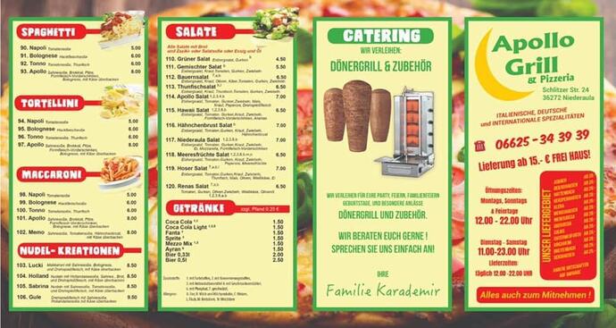 Menu at Apollo Grill & Pizzeria Niederaula, Niederaula