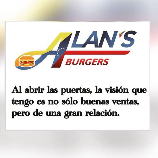 Menu at Alan's Burgers fast food, Orlando