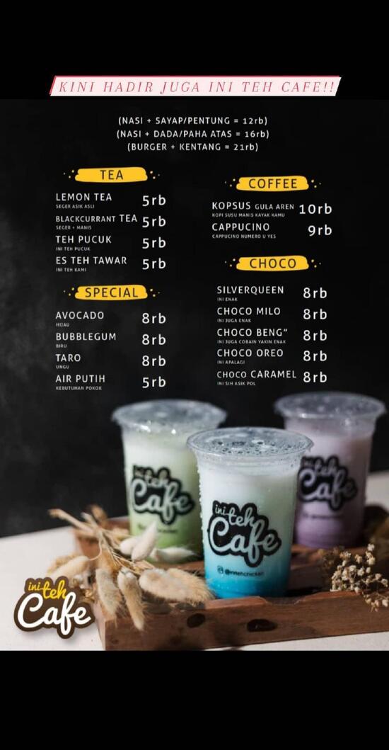 Menu at Ini Teh Chicken & Cafe, South Tangerang
