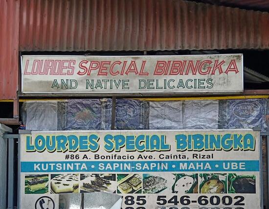 Menu at Lourdes Bibingka Main, Cainta