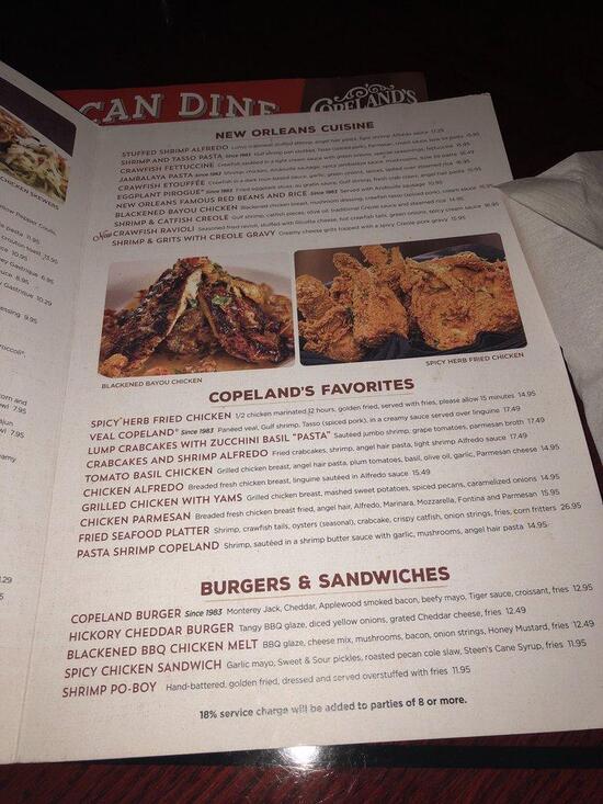 Menu at Copeland's restaurant, Atlanta, Cobb Pkwy Ste 200