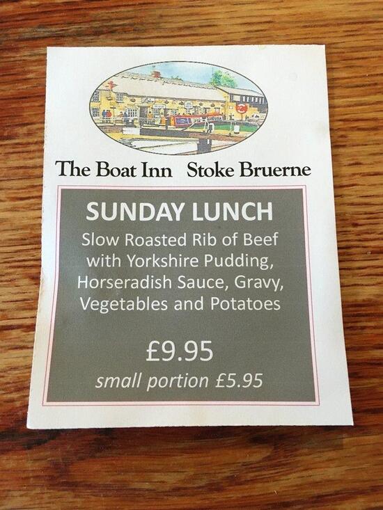 Menu at The Boat Inn pub & bar, Stoke Bruerne