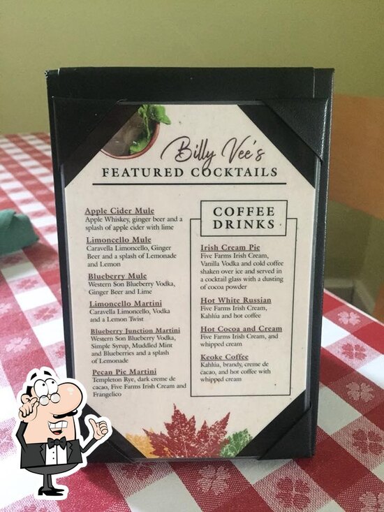Menu at Billy Vee’s Italian Restaurant, Clive