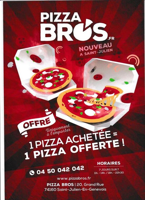 Menu au PIZZA BROS restaurant, Saint-Julien-en-Genevois