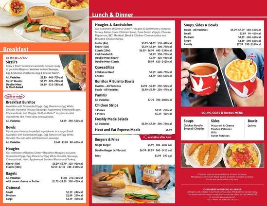Menu at Wawa cafe, North Bergen