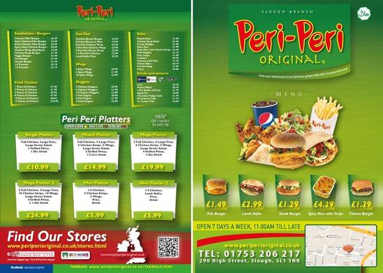 Menu at Peri Peri Chicken Original restaurant, Slough, 246 Farnham Rd