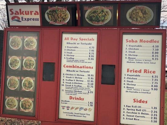 Carta del restaurante Sakura Express, Winchester