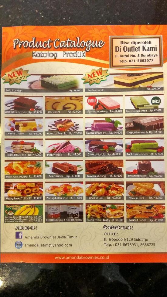 Menu at Amanda Cake, Surabaya, Jl. Kutai No. 8