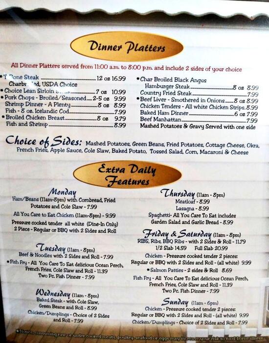 Menu at 12th Street Cafe, Muncie