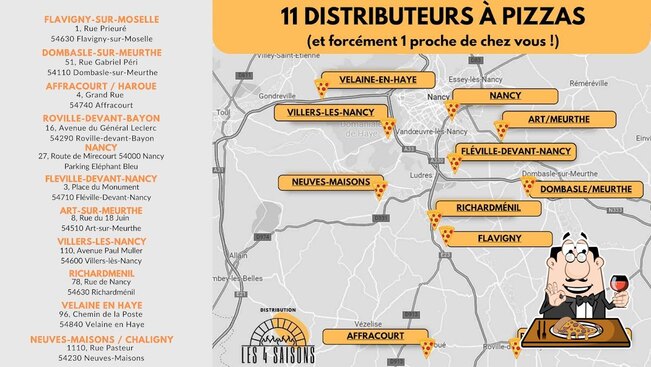 Menu au Les 4 Saisons Distribution - Distributeur à pizza restaurant, Nancy