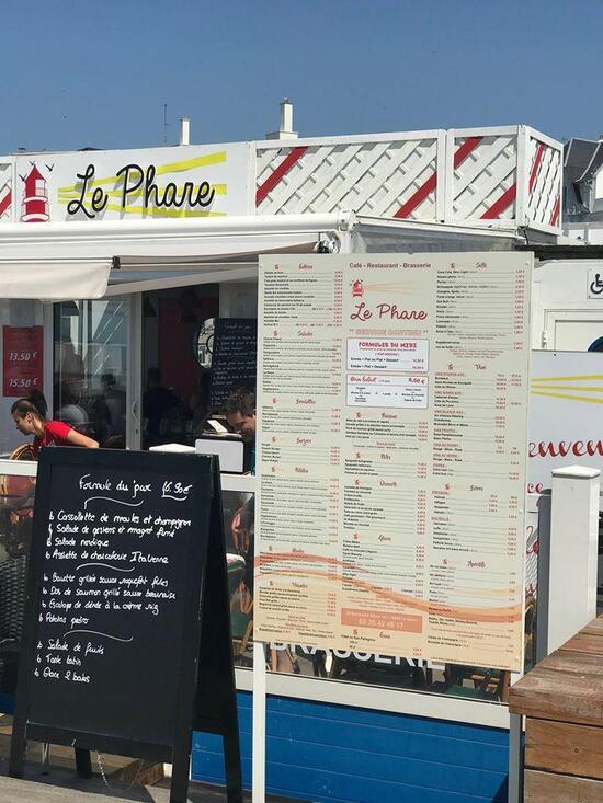 Menu at Le Phare restaurant, Le Havre