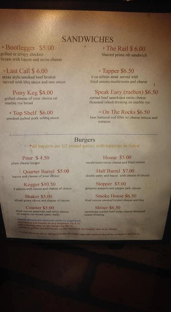 Menu at The Pour House Tavern pub & bar, Bruce