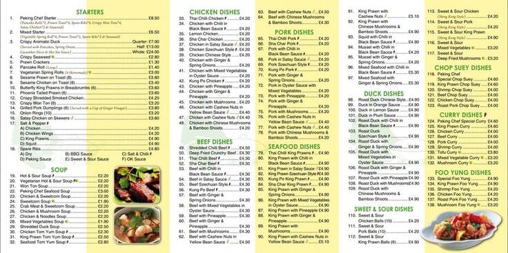 Menu at Peking Chef fast food, Brighton