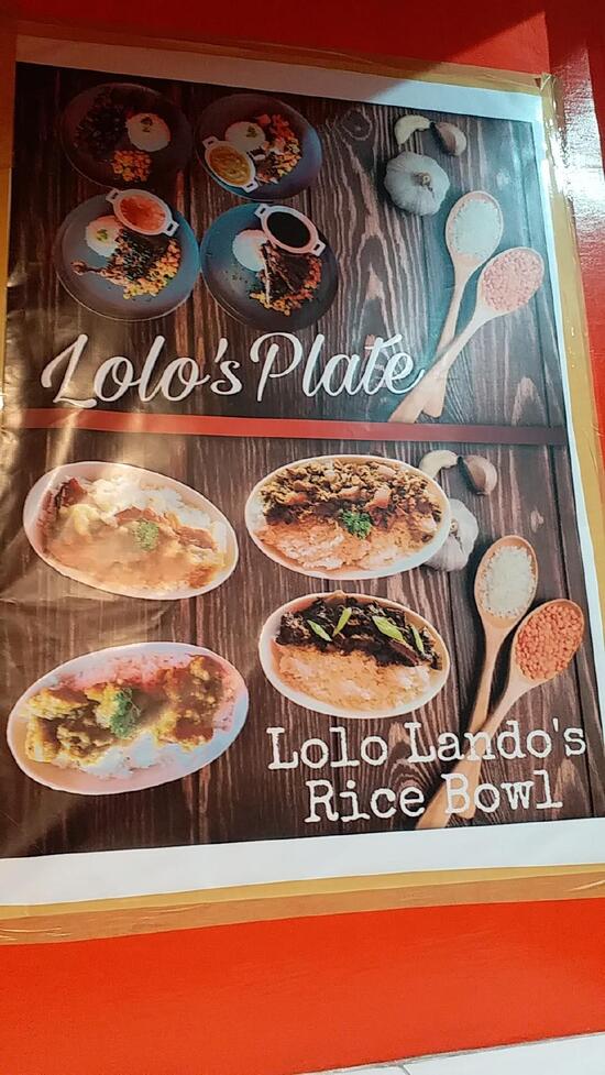 Menu at Lolo Lando's Lechon restaurant, Noveleta