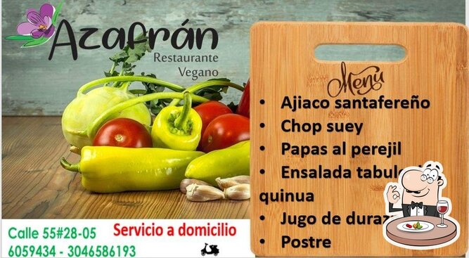 Menu at Restaurante vegano azafrán, Bucaramanga