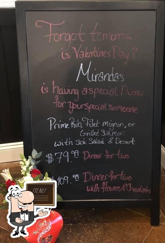Menu at Miranda's Restaurant, Madison