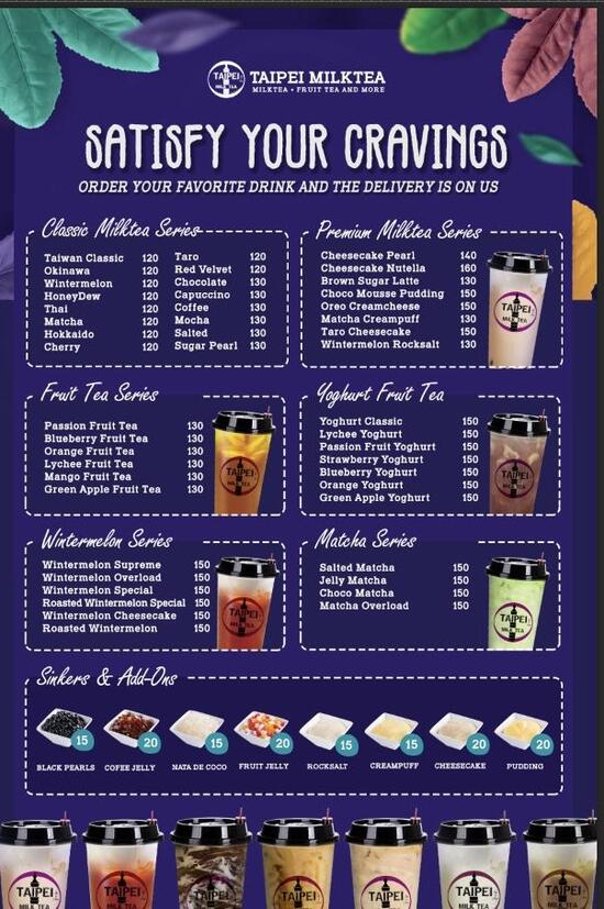 Menu at Taipei Milk Tea by Cocolicious cafe, Malay