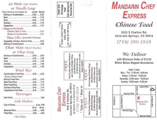 Mandarin Chef Express 2, 2525 S Chelton Rd in Colorado Springs ...