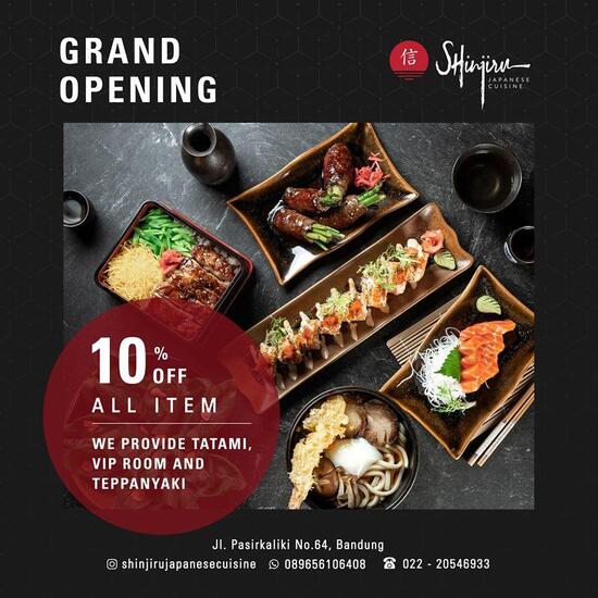 Menu at Shinjiru Restaurant, Bandung