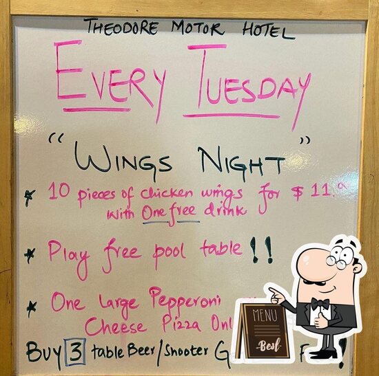 Menu at Theodore Motor Hotel pub & bar, Theodore