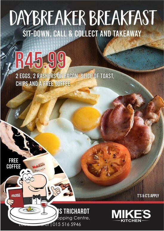 Menu at Mike's Kitchen restaurant, Louis Trichardt, Makhado Crossing ...