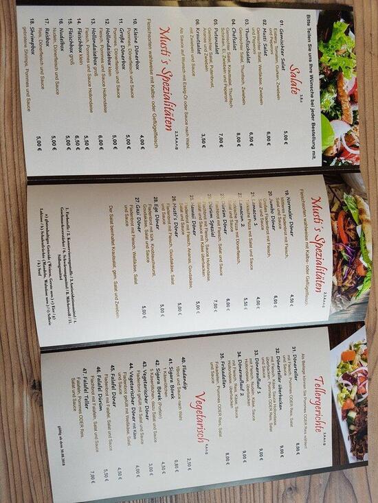Speisekarte von Imbiß Musti Kebap fast Food, Brunsbüttel